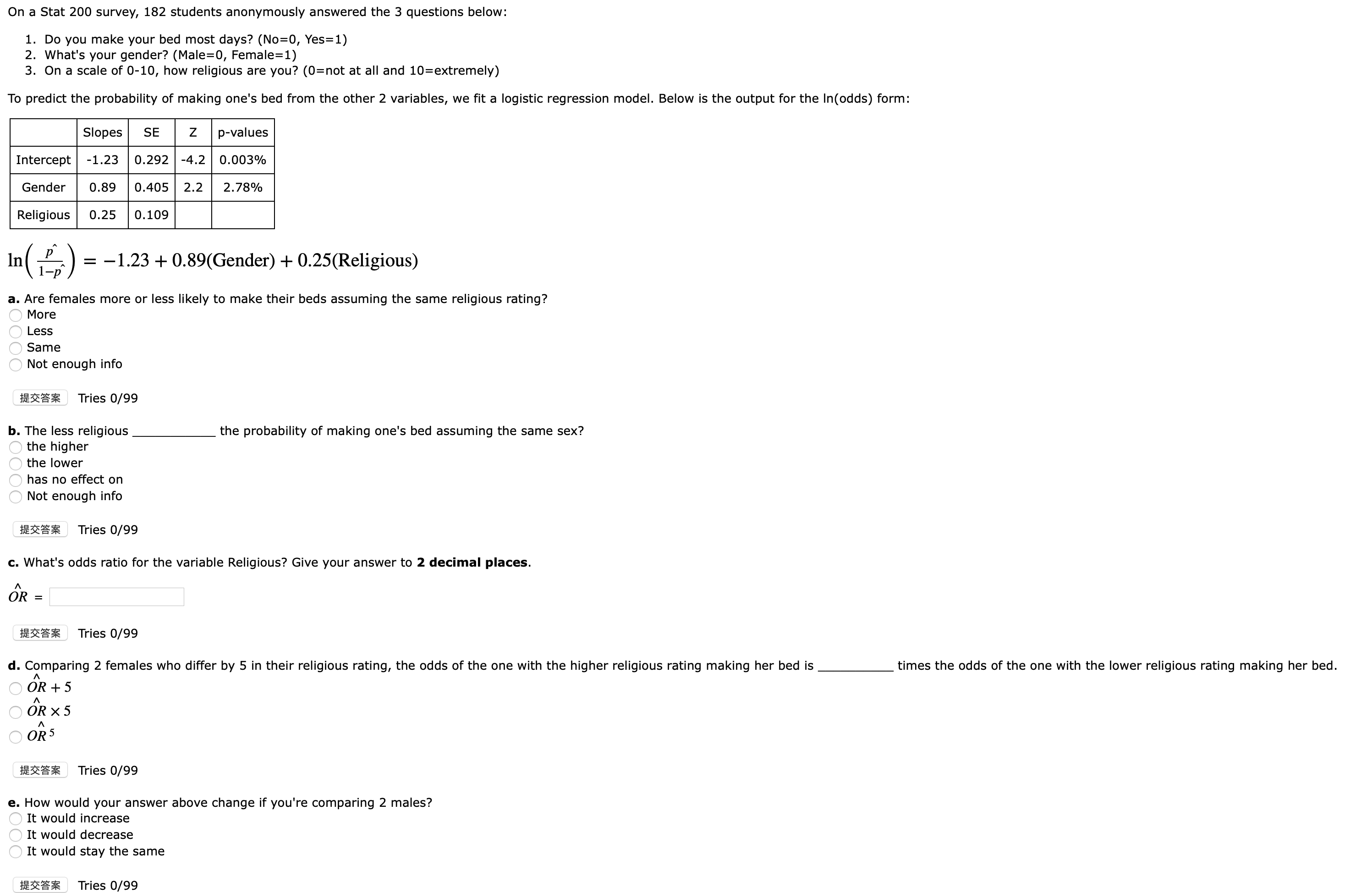On a Stat 200 survey, 182 students anonymously | Chegg.com
