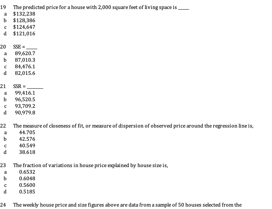 Please Answer Questions 19-23, please complete all | Chegg.com