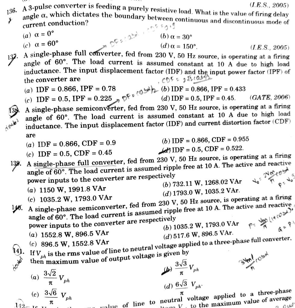 Solved 136. A 3-pulse converter is feeding a purely | Chegg.com