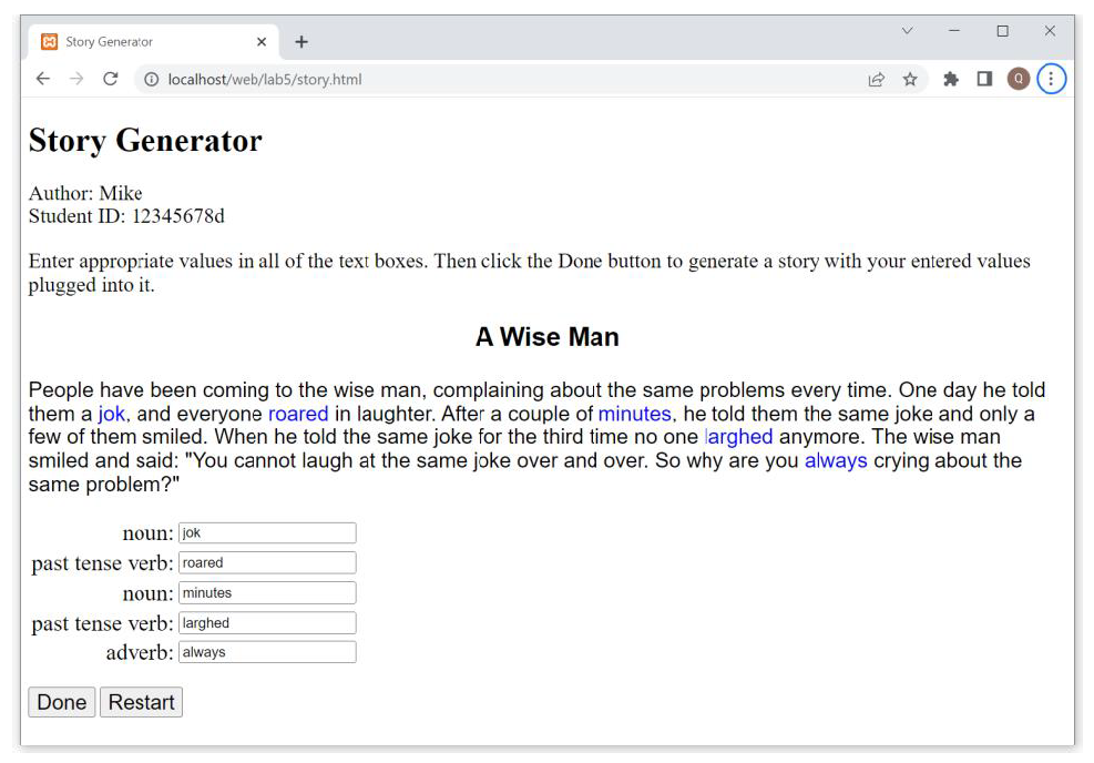 Solved Create a web page named story.html and an | Chegg.com