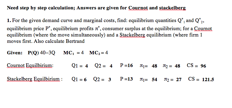 Solved Need step by step calculation; Answers are given for | Chegg.com