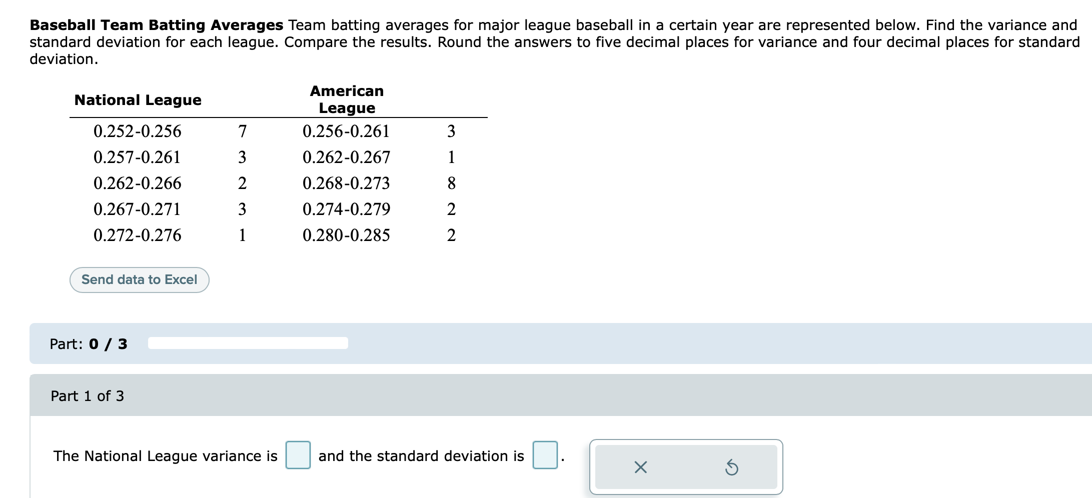 Solved Baseball Team Batting Averages Team batting averages | Chegg.com