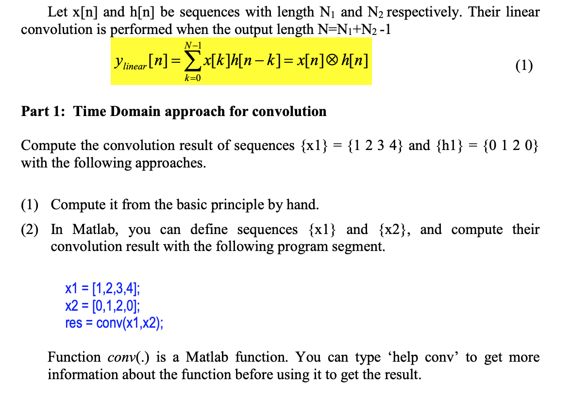 Solved Let x[n] and h[n] be sequences with length N1 and N2 | Chegg.com
