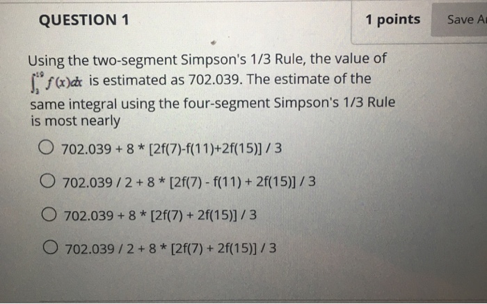 Solved QUESTION 1 1 points Save A Using the two-segment | Chegg.com