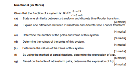 Solved Question 3 (25 Marks) 82-19 Given that the function | Chegg.com