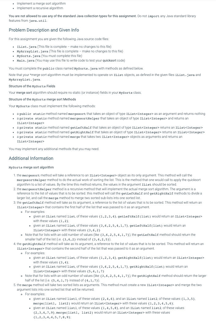 Implement A Merge Sort Algorithm Implement A 3966