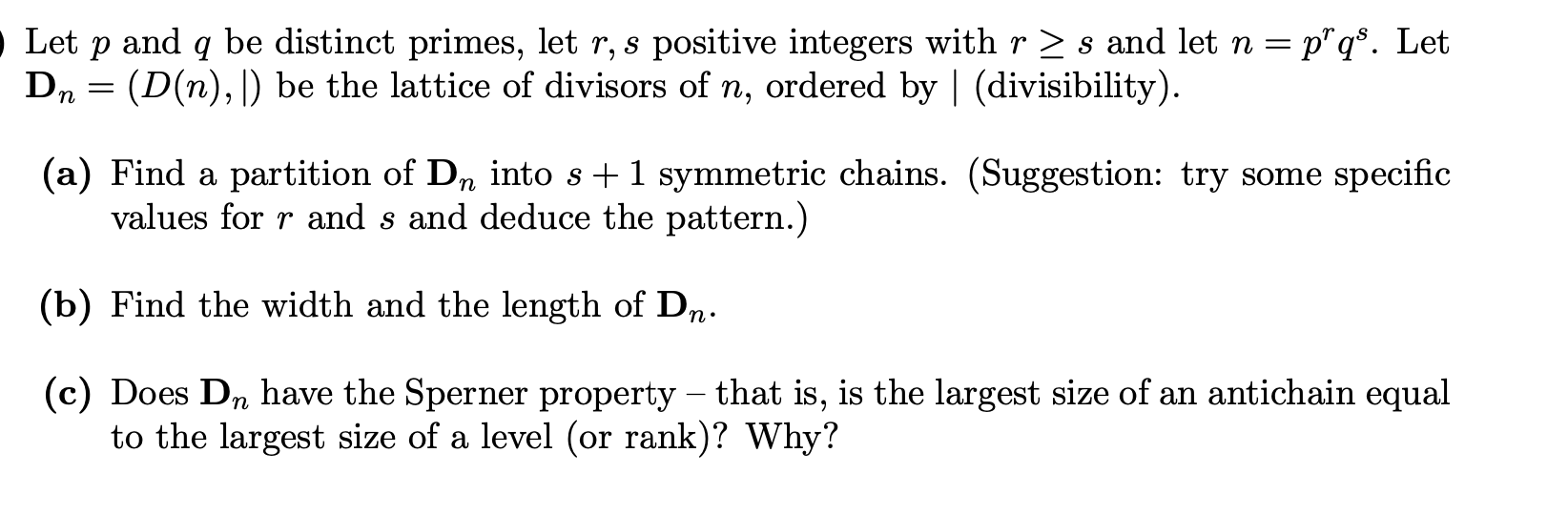 Let p and q be distinct primes, let r, s positive | Chegg.com