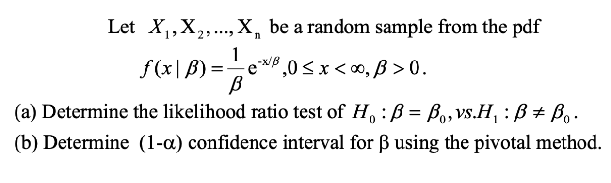 Solved Let X1,X2,…,Xn be a random sample from the pdf | Chegg.com