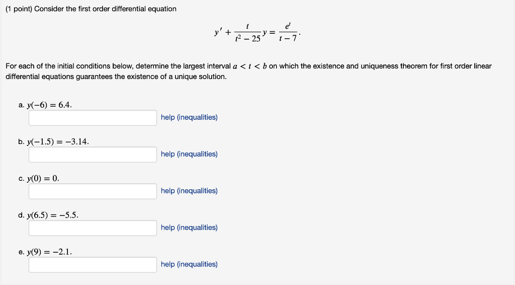 Solved 1 Point Consider The First Order Differential