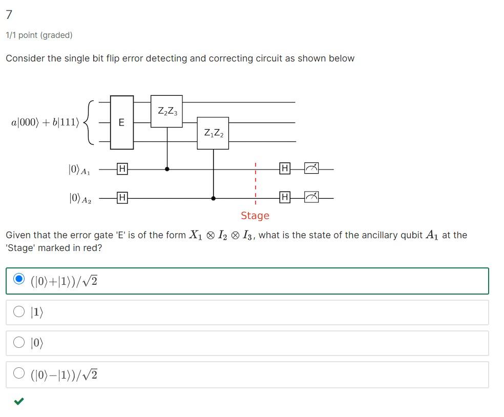 Solved 7 1/1 point (graded) Consider the single bit flip | Chegg.com