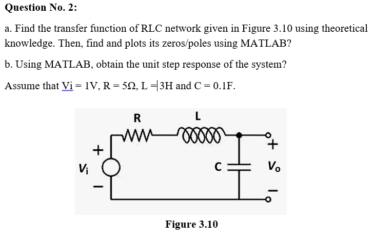 Solved Question No. 2: a. Find the transfer function of RLC | Chegg.com