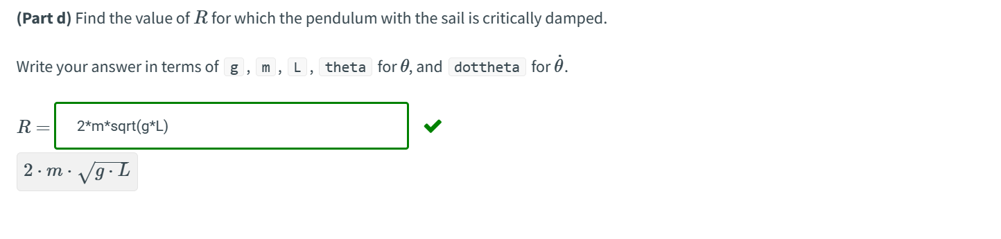 Solved \r\n\r\n\r\n(Part d) Find the value of \\( R \\) for | Chegg.com