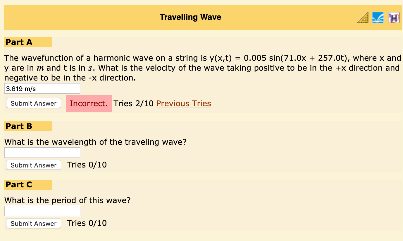 Solved Travelling Wave Part A The wavefunction of a harmonic | Chegg.com