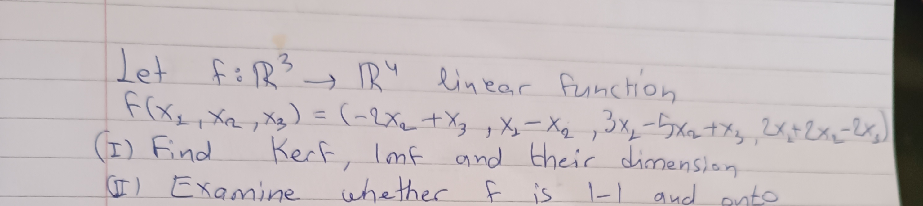 Solved Let f:R3→R4 ﻿linear | Chegg.com