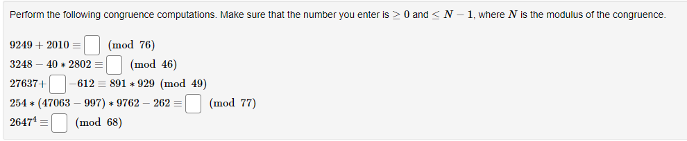 Solved Perform the following congruence computations. Make | Chegg.com