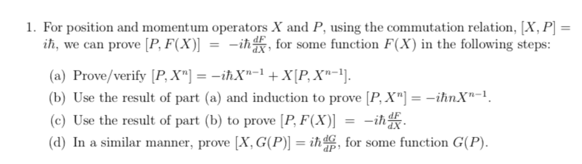 Solved 1 For Position And Momentum Operators X And P Using
