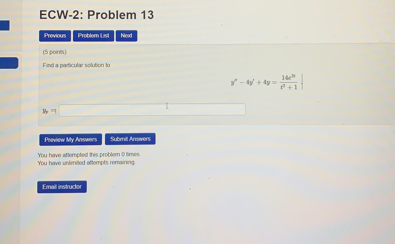 Solved ECW-2: Problem 13 Previous Problem List Next (5 | Chegg.com