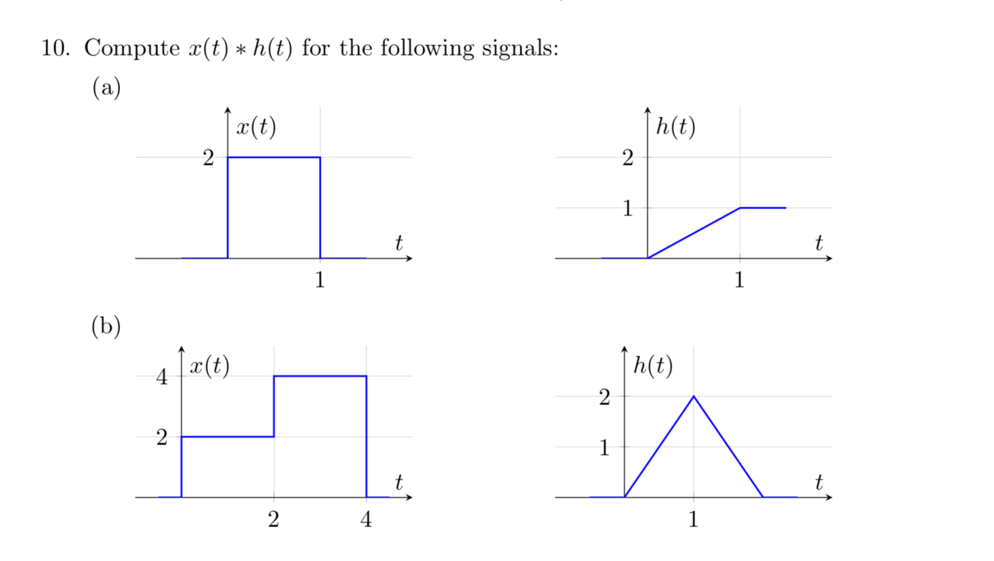 Solved Compute x(t)*h(t) ﻿for the following signals:(a)(b) | Chegg.com