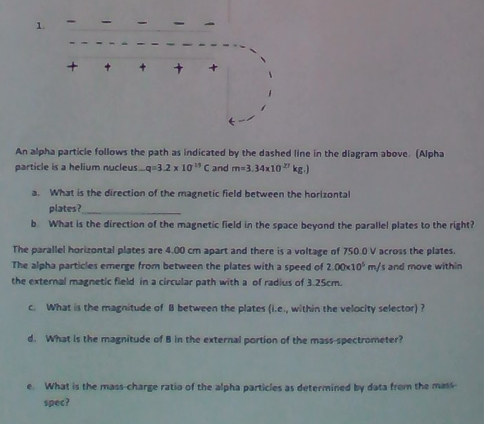 Solved + An alpha particle follows the path as indicated by | Chegg.com