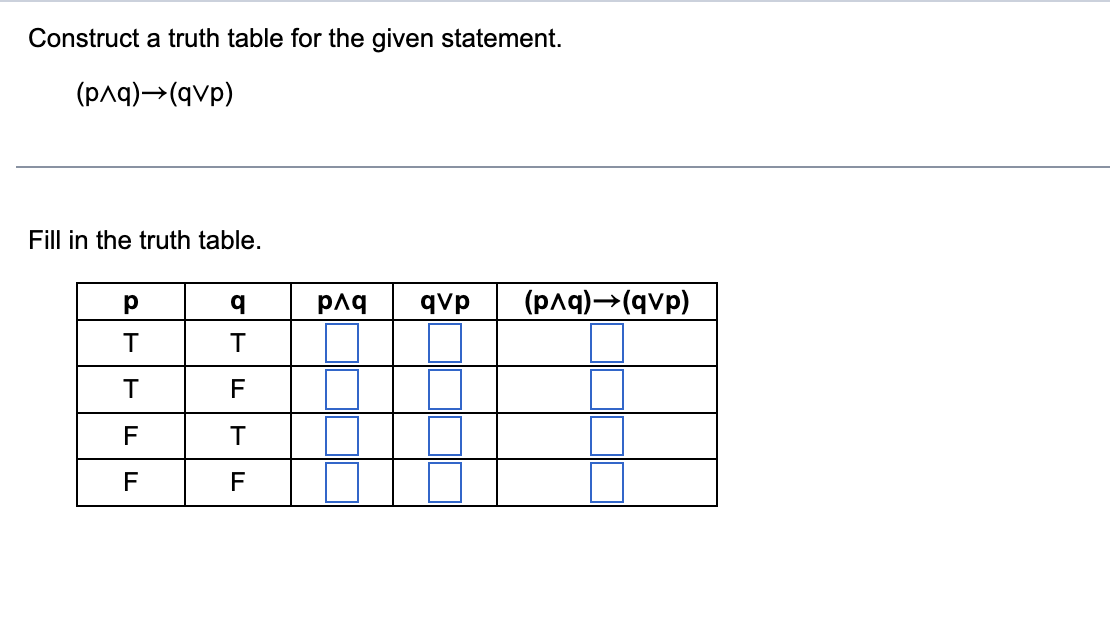 Solved Construct a truth table for the given statement. | Chegg.com