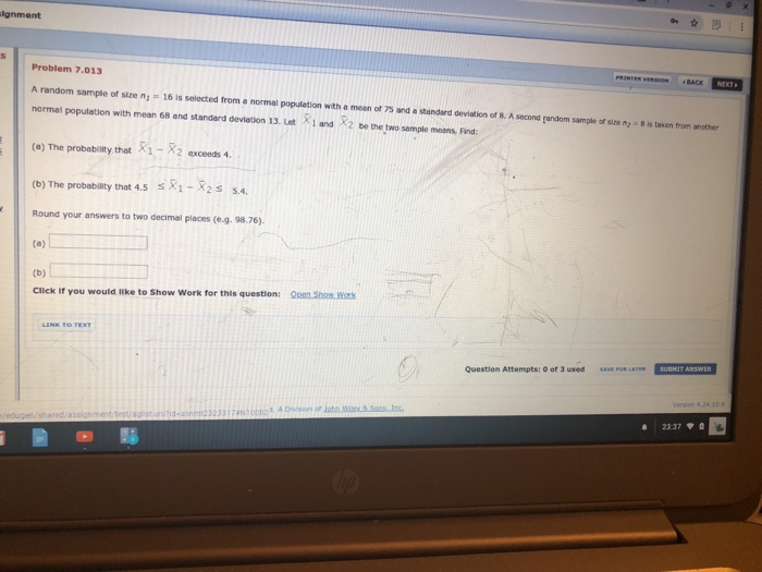 Solved a random of size n1 =16 Is selected from a normal | Chegg.com