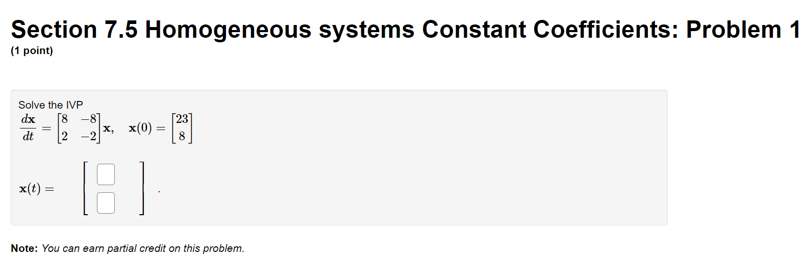 Solved Section 7.5 Homogeneous systems Constant | Chegg.com