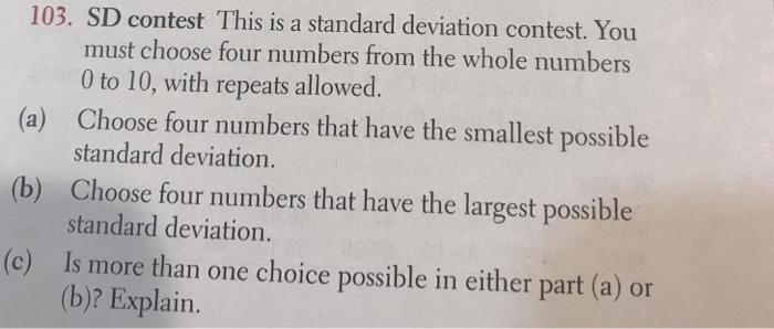 Solved 103. SD contest This is a standard deviation contest. | Chegg.com