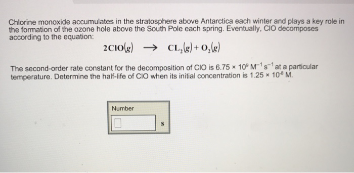 Solved Chlorine monoxide accumulates in the stratosphere | Chegg.com