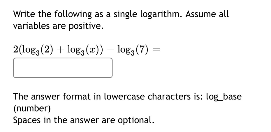 Solved Write the following as a single logarithm. Assume all | Chegg.com