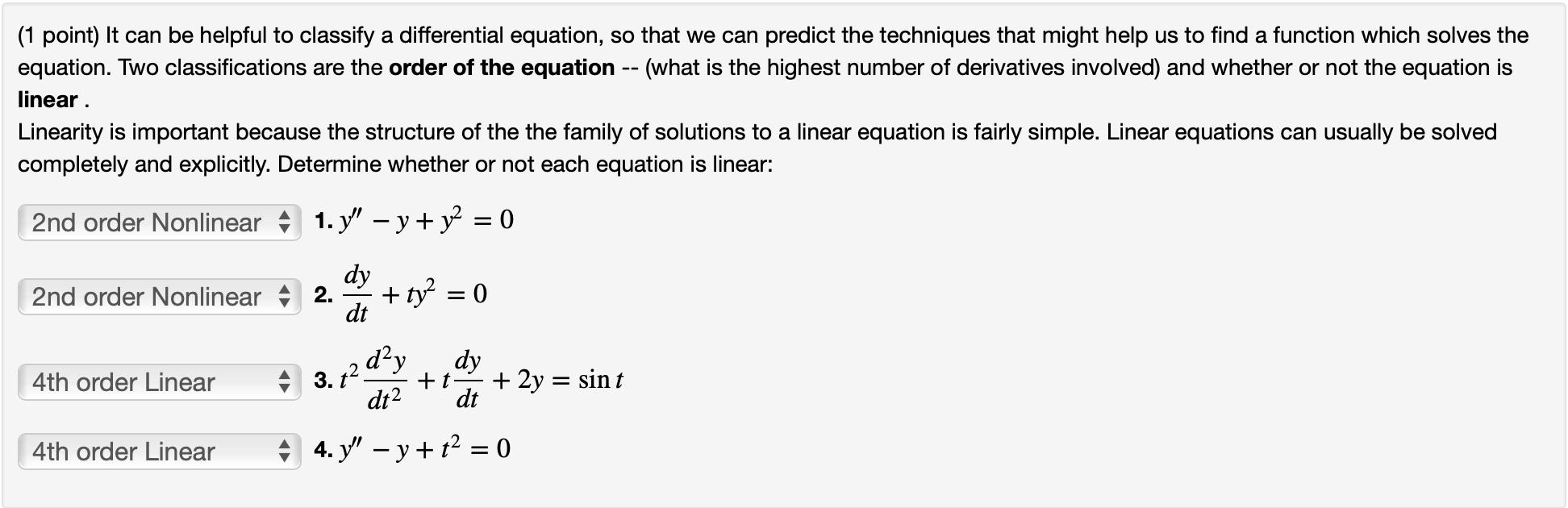 Solved (1 point) It can be helpful to classify a | Chegg.com