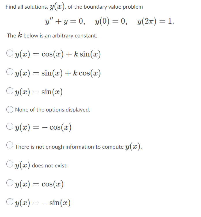 Solved Find all solutions, y(x), of the boundary value | Chegg.com