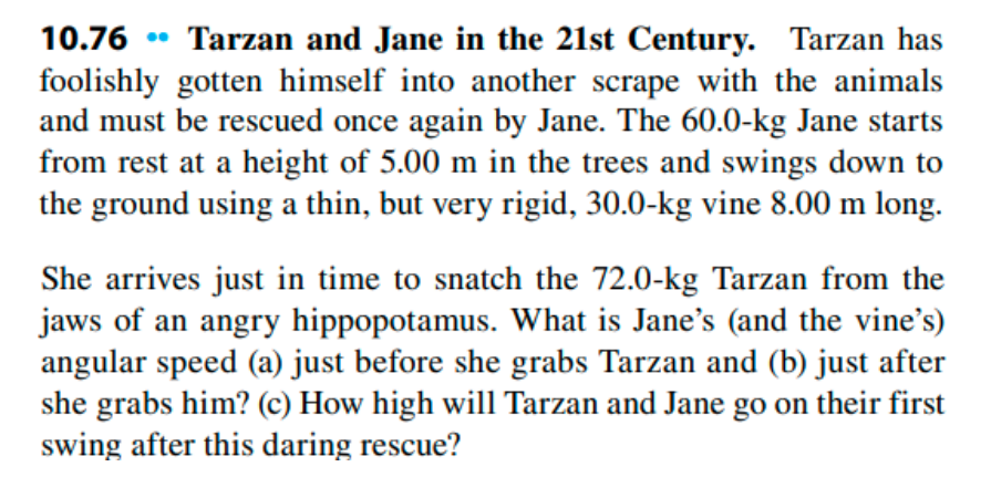 Solved 10.76 - Tarzan and Jane in the 21st Century. Tarzan | Chegg.com
