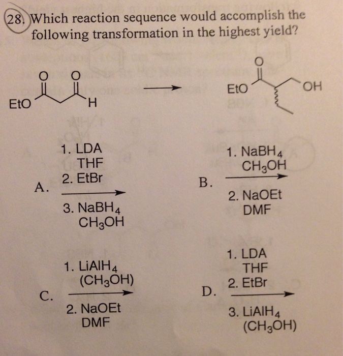 Solved Which reaction sequence would accomplish the | Chegg.com