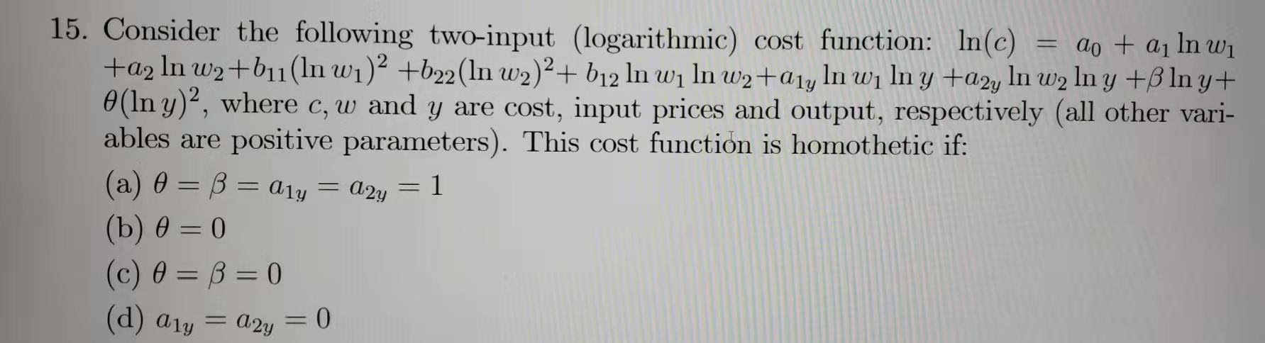 Solved 5 Consider The Following Two Input Logarithmic