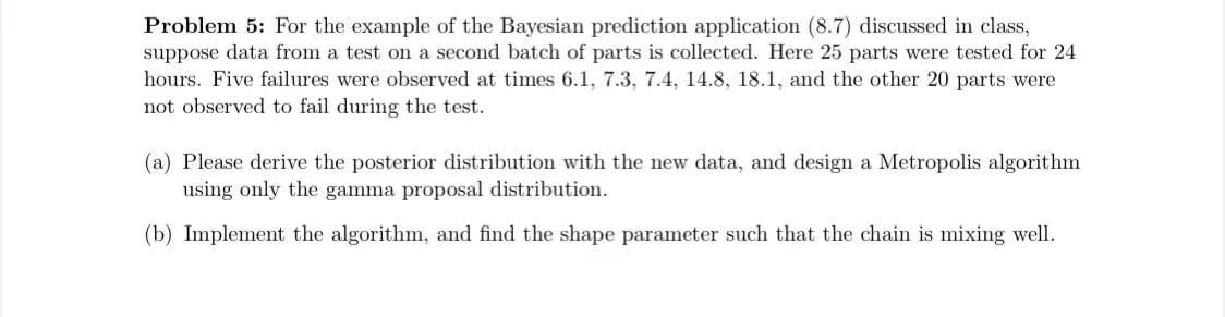 Problem 5: For the example of the Bayesian prediction | Chegg.com