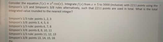 Solved Consider the equation f(x) = x cos(x) . Integrate | Chegg.com