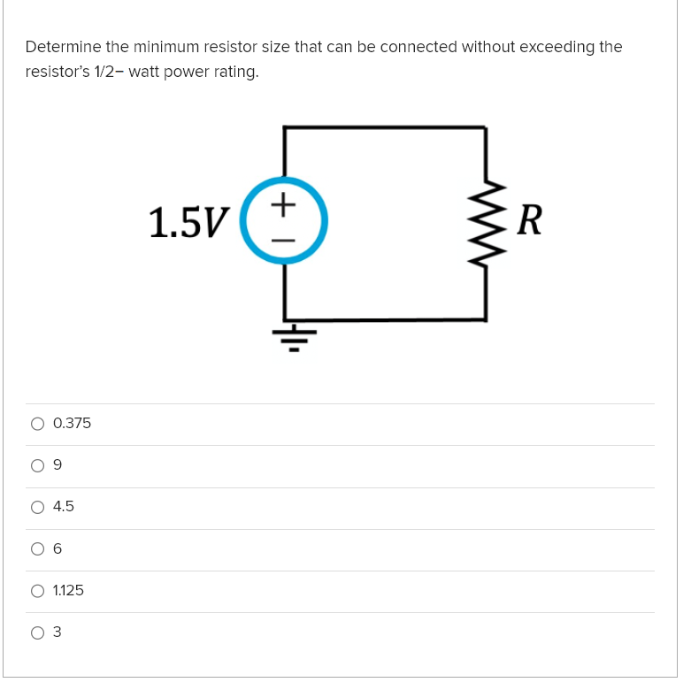 Solved Determine the minimum resistor size that can be | Chegg.com