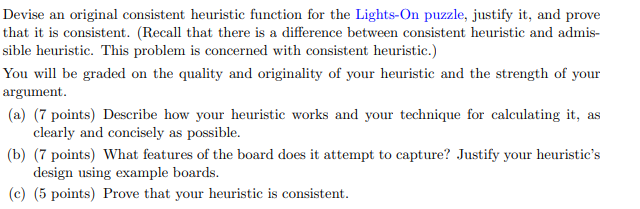 Devise an original consistent heuristic function for | Chegg.com