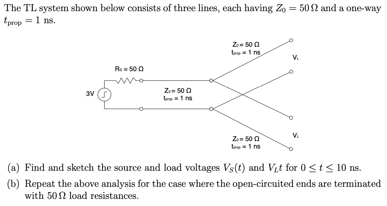 Solved The TL system shown below consists of three lines, | Chegg.com