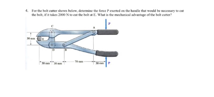 Solved 4 For the bolt cutter shown below, determine the | Chegg.com