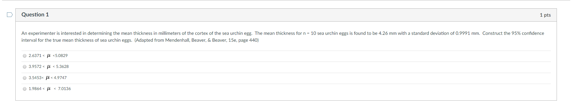 Solved Question 1 1 pts An experimenter is interested in | Chegg.com