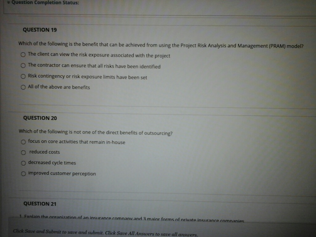 Solved Question Completion Status: QUESTION 19 Which of the | Chegg.com