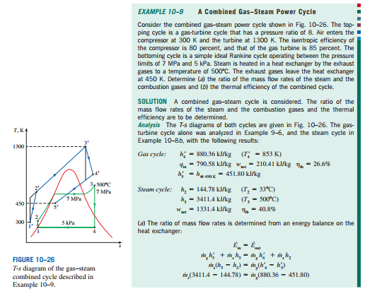 TK1 1300 EXAMPLE 10-9 A Combined Gas-Steam Power | Chegg.com