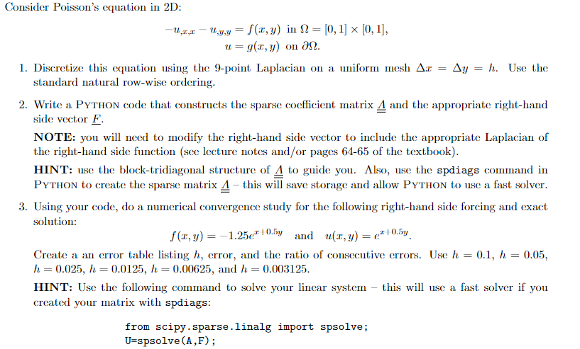 Solved Consider Poisson's equation in 2D: | Chegg.com