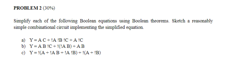 Solved PROBLEM 2 (30%) Simplify each of the following | Chegg.com