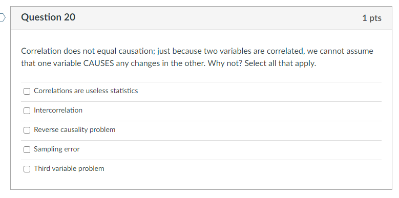 Solved Correlation does not equal causation; just because | Chegg.com
