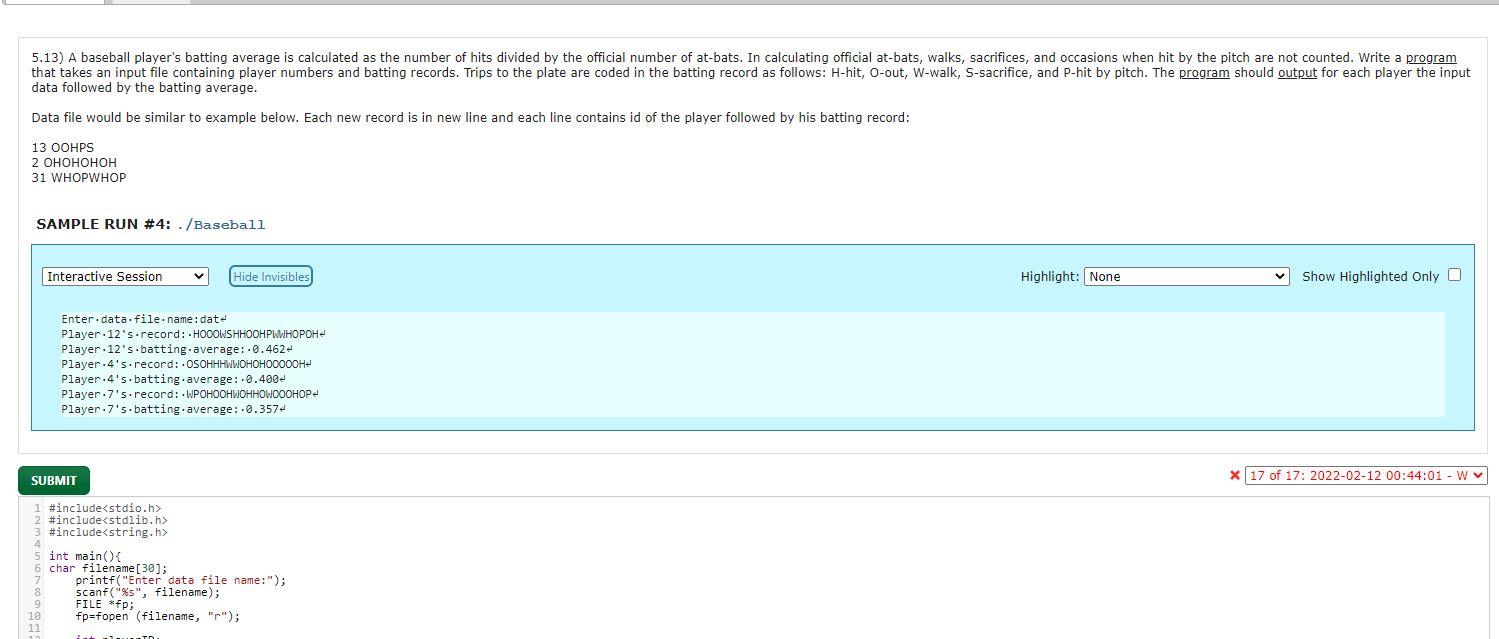 Data file would be similar to example below. Each new | Chegg.com