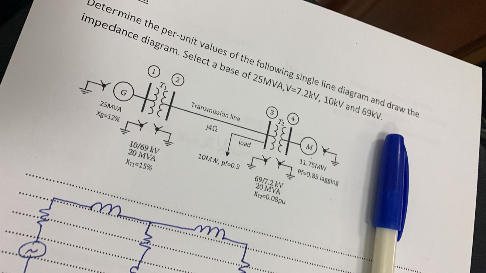 Solved Determine the per-unit values of the following single | Chegg.com