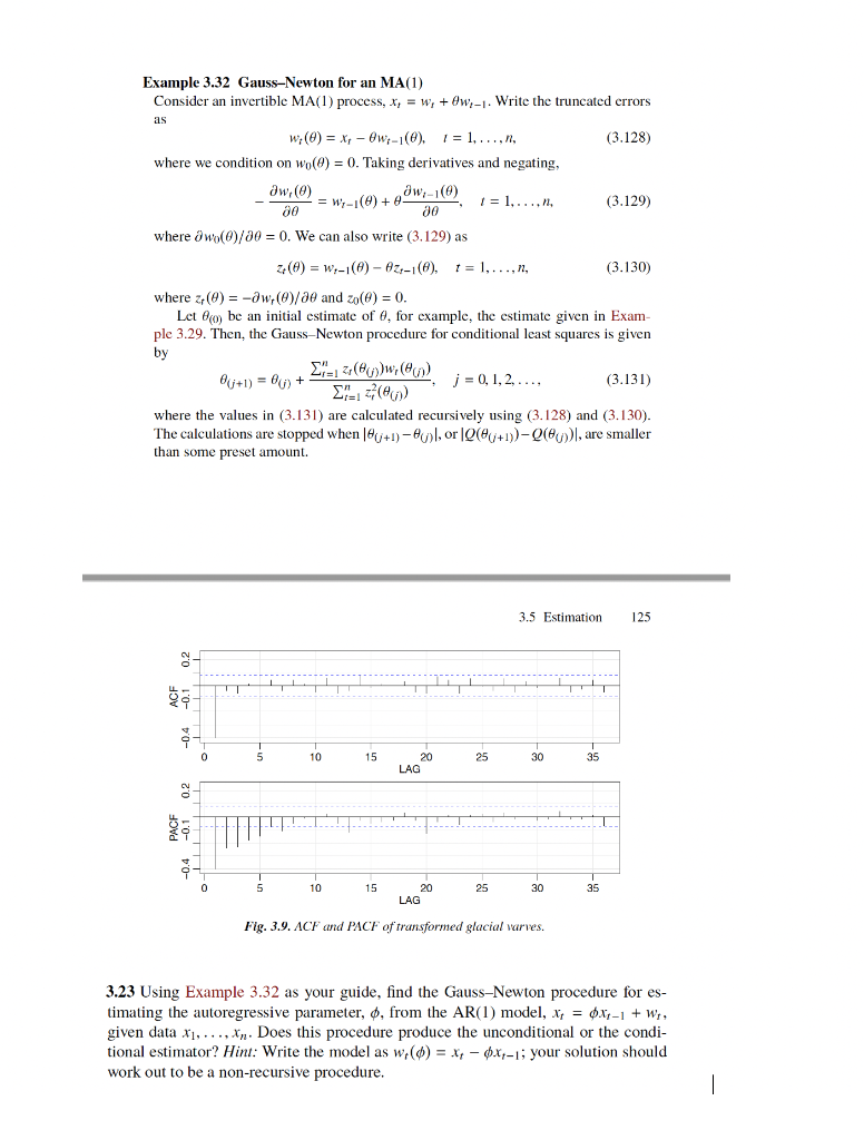 Example 3.32 Gauss-Newton for an MA (1) Consider an | Chegg.com