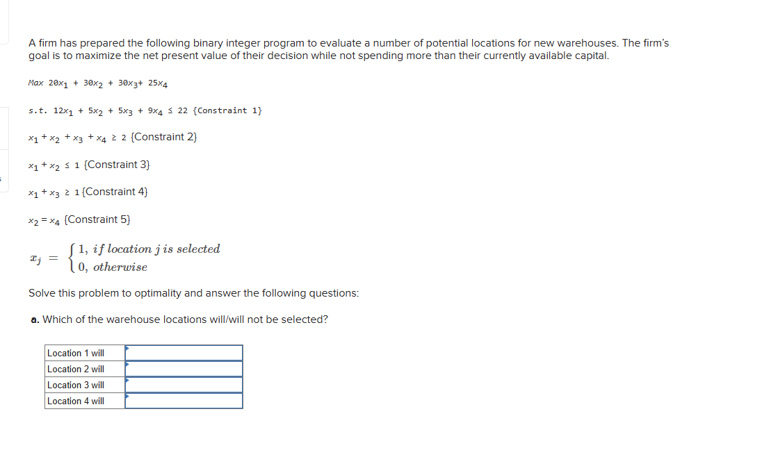 Solved A firm has prepared the following binary integer | Chegg.com